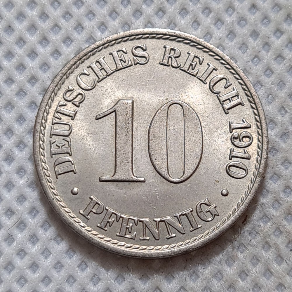 Vokietija 10 pfenigų 1910A Unc