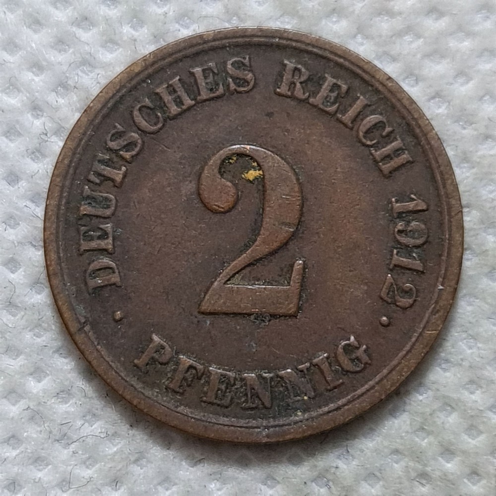 Vokietija 2 pfenigai 1912F
